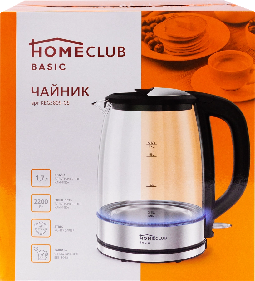 Чайник электрический Home Club KEG5809-GS 1.7 л серебристый