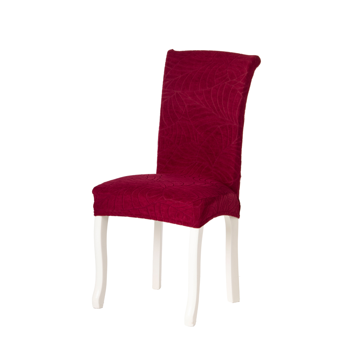 Чехол на стул со спинкой LuxAlto 10450, ткань Leaves, Красный, 1 шт