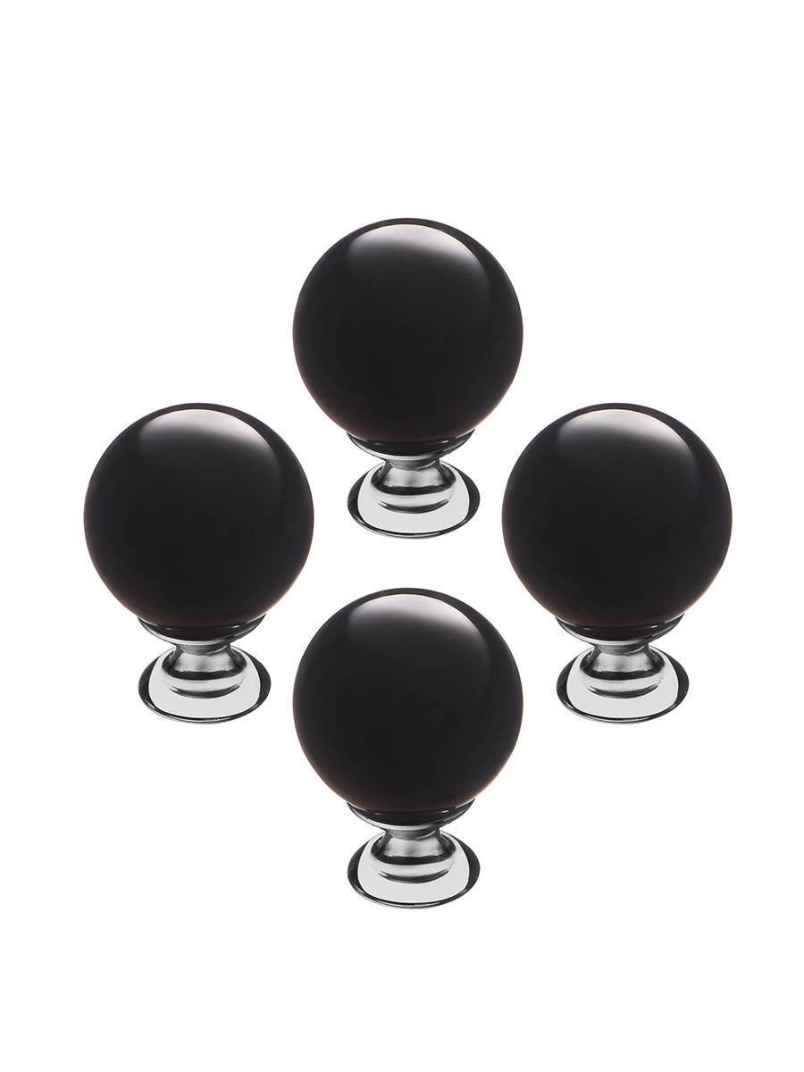 Комплект из 4 шт ручка-кнопка KERRON KF10-12 черное стекло хром