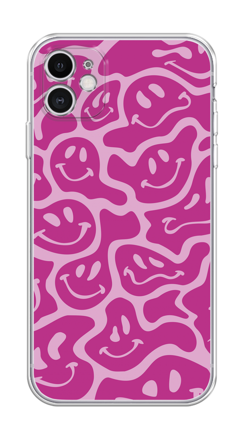 Чехол на Apple iPhone 11 "Расплывчатые смайлики розовые"