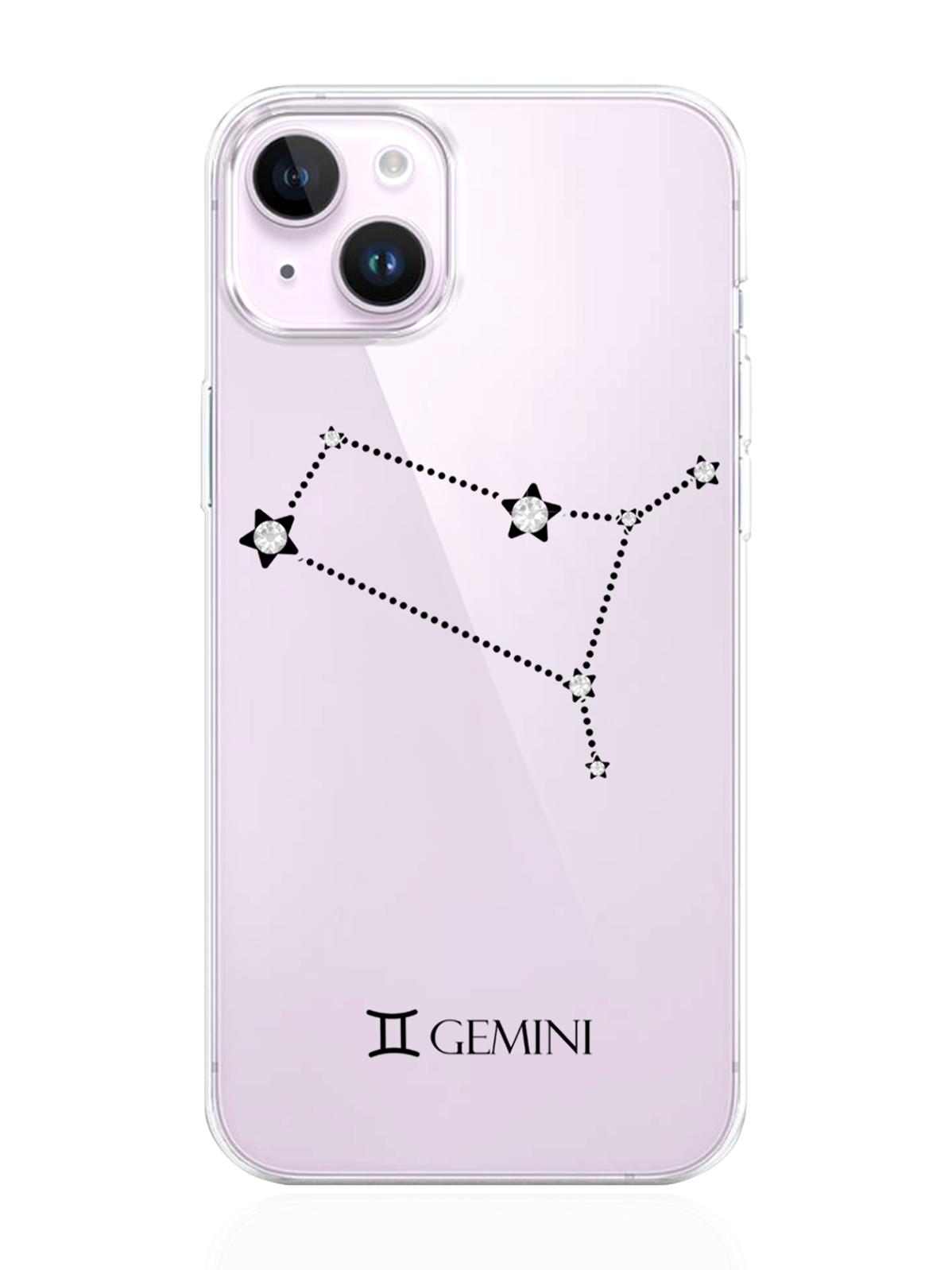 Чехол MustHaveCase для iPhone 14 Plus с инкрустацией кристаллами Lux Близнецы Gemini