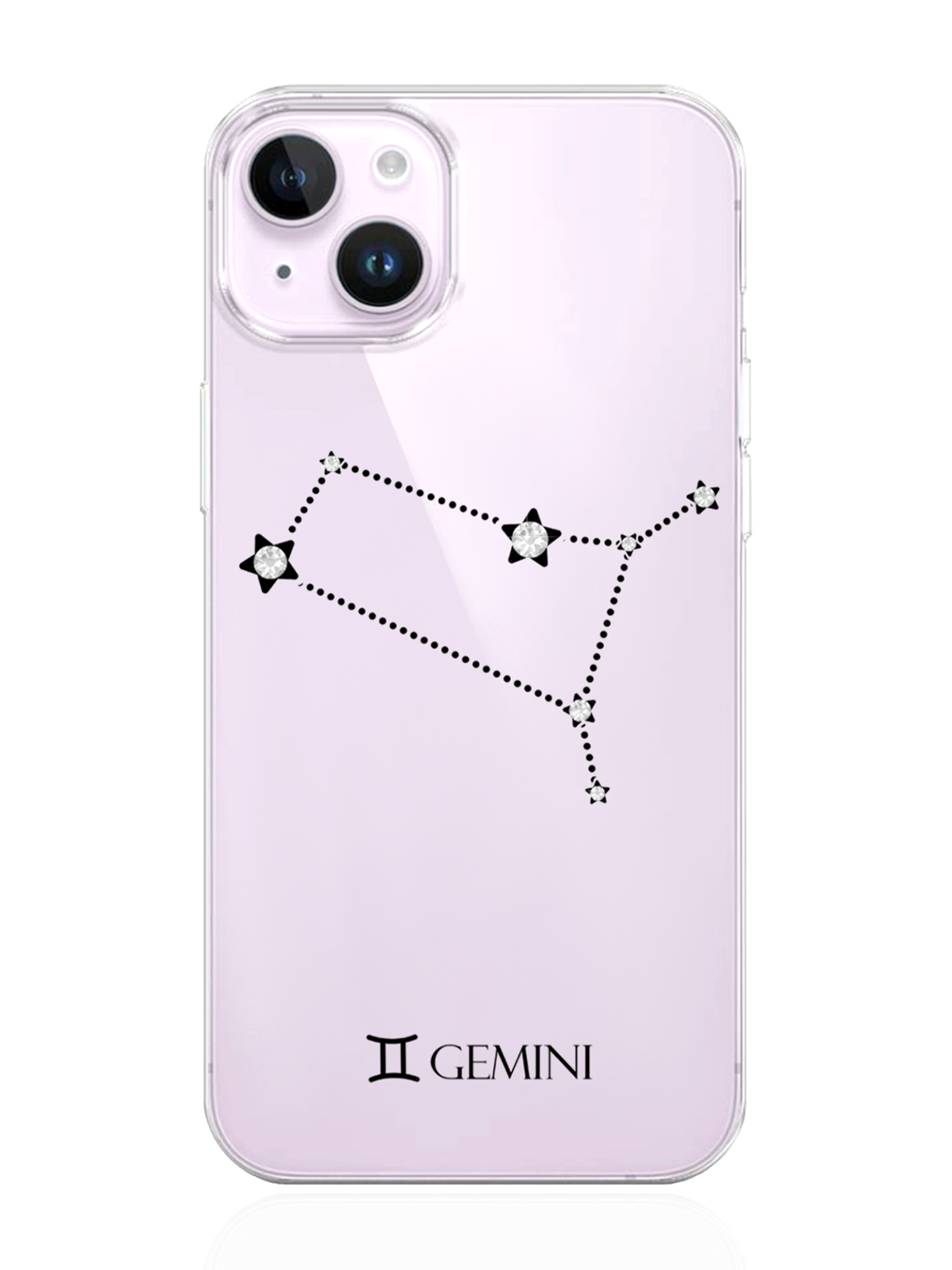 Чехол MustHaveCase для iPhone 14 с инкрустацией кристаллами Lux Близнецы Gemini