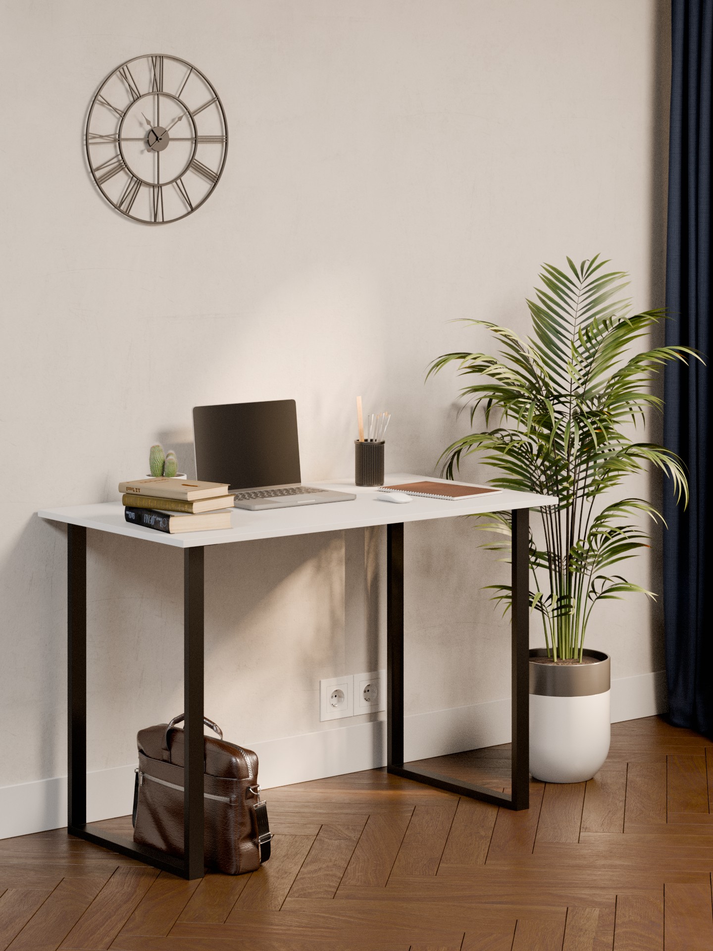 Письменный стол ММК Мебель Лофт, белый 110x60x75 см
