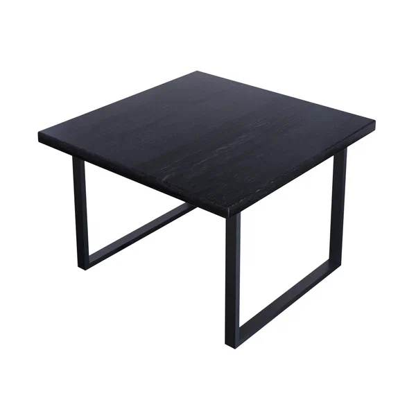 Журнальный стол Solarius Loft металл-дерево 70x70х50, цвет черного оникса, черные ножки