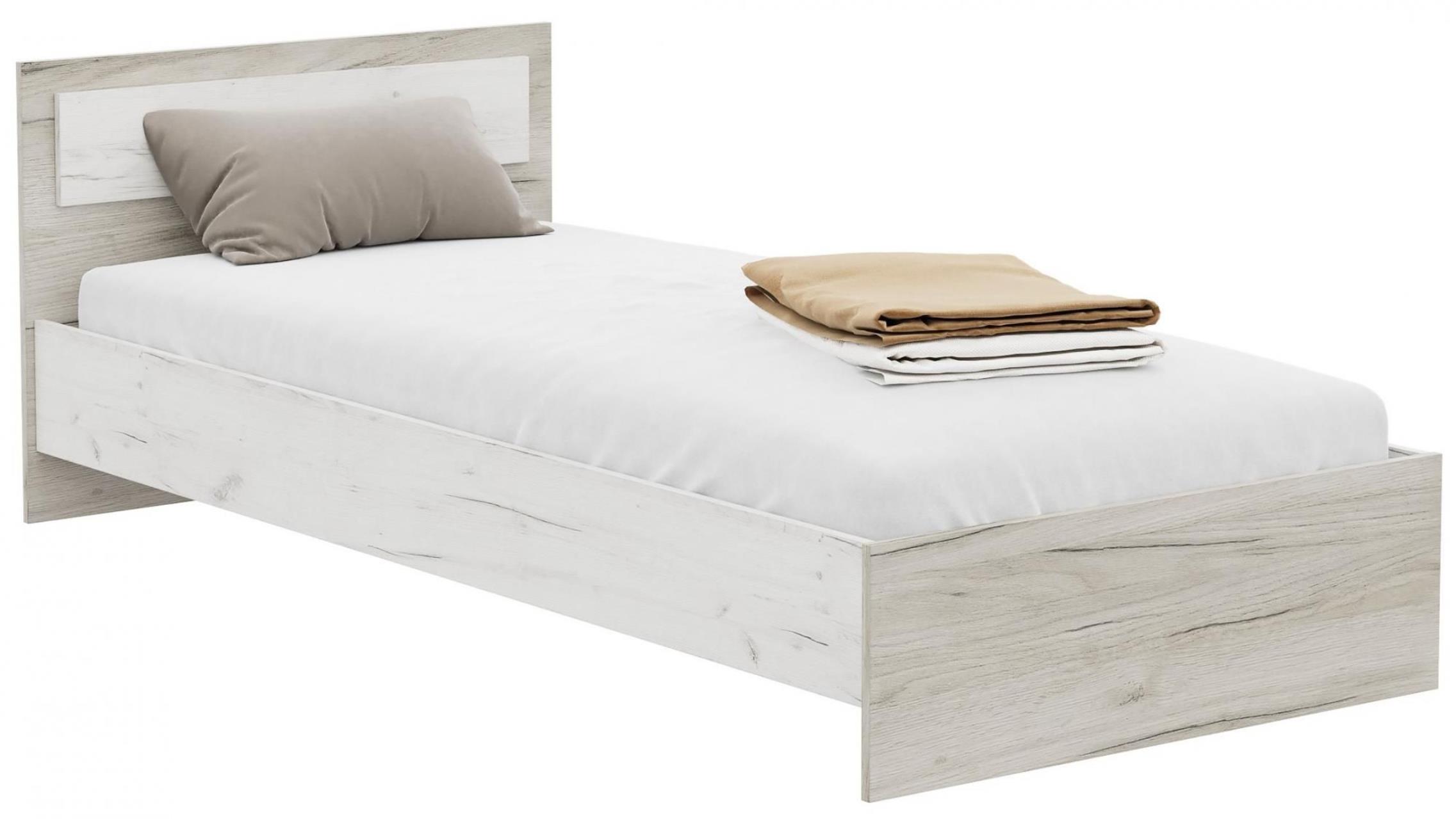 Двуспальная кровать Стендмебель, Гармония КР 602, 145х203х78см, дуб крафт белый/серый