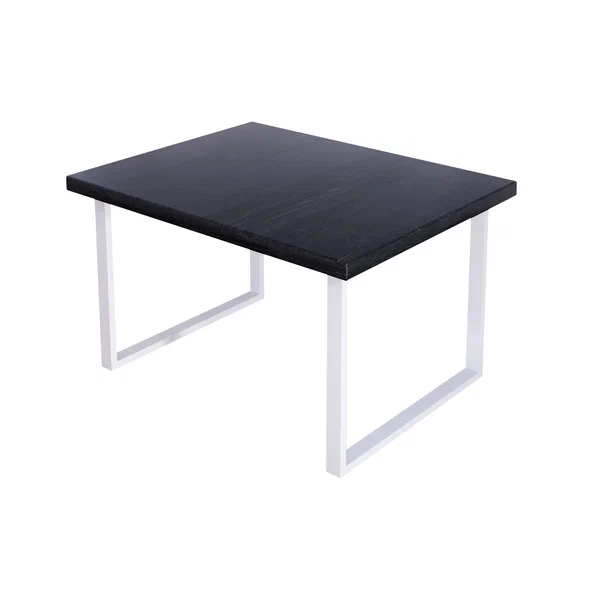 Журнальный стол Solarius Loft металл-дерево 100х80х50, цвет черного оникса, белые ножки