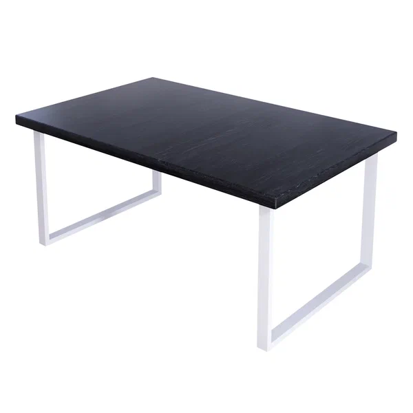 Журнальный стол Solarius Loft металл-дерево 110х75х50, цвет черного оникса, белые ножки
