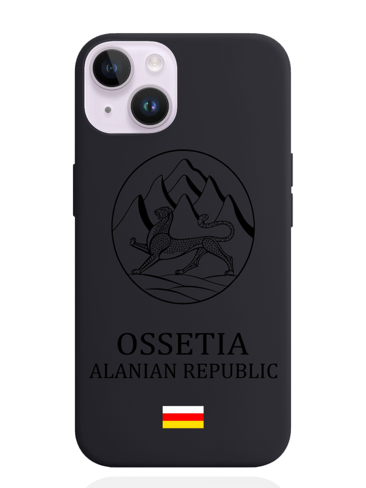 Чехол SignumCase iPhone 14 Черный лаковый Герб Северной Осетии