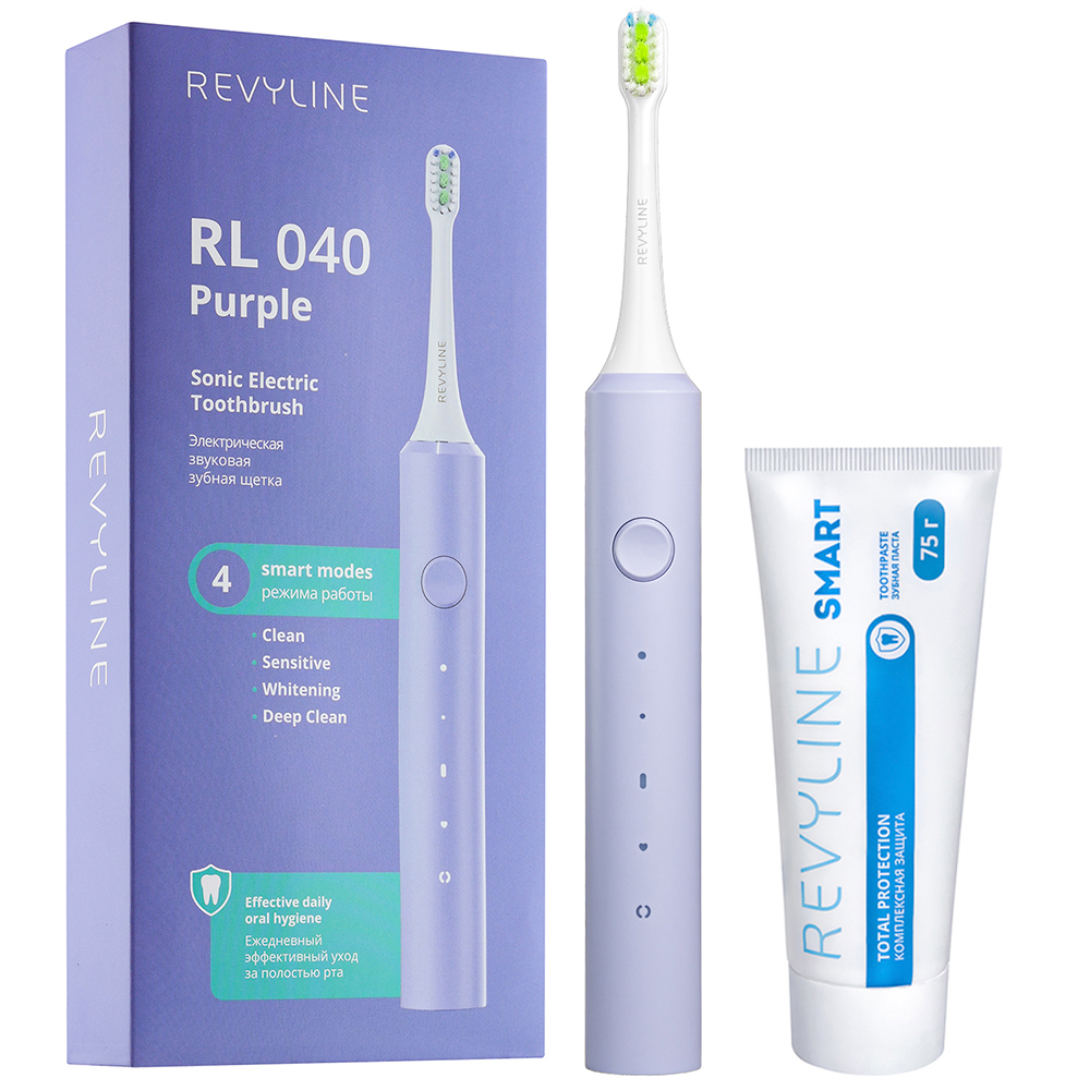 Электрическая зубная щетка Revyline RL 040+зубная паста фиолетовый