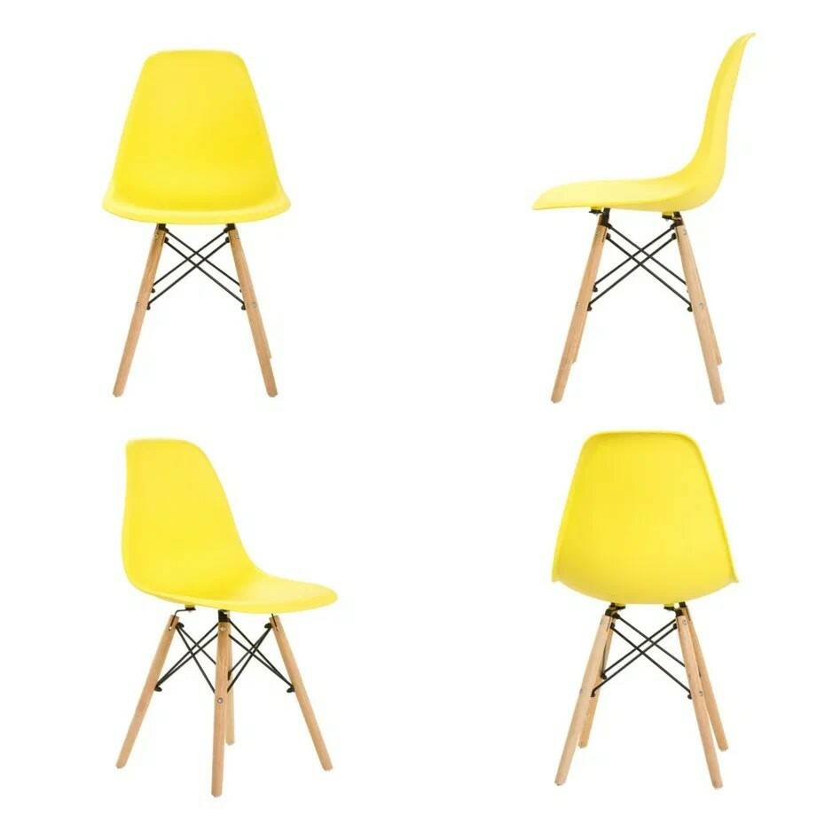Комплект стульев 4 шт. LEON GROUP для кухни в стиле EAMES DSW, желтый