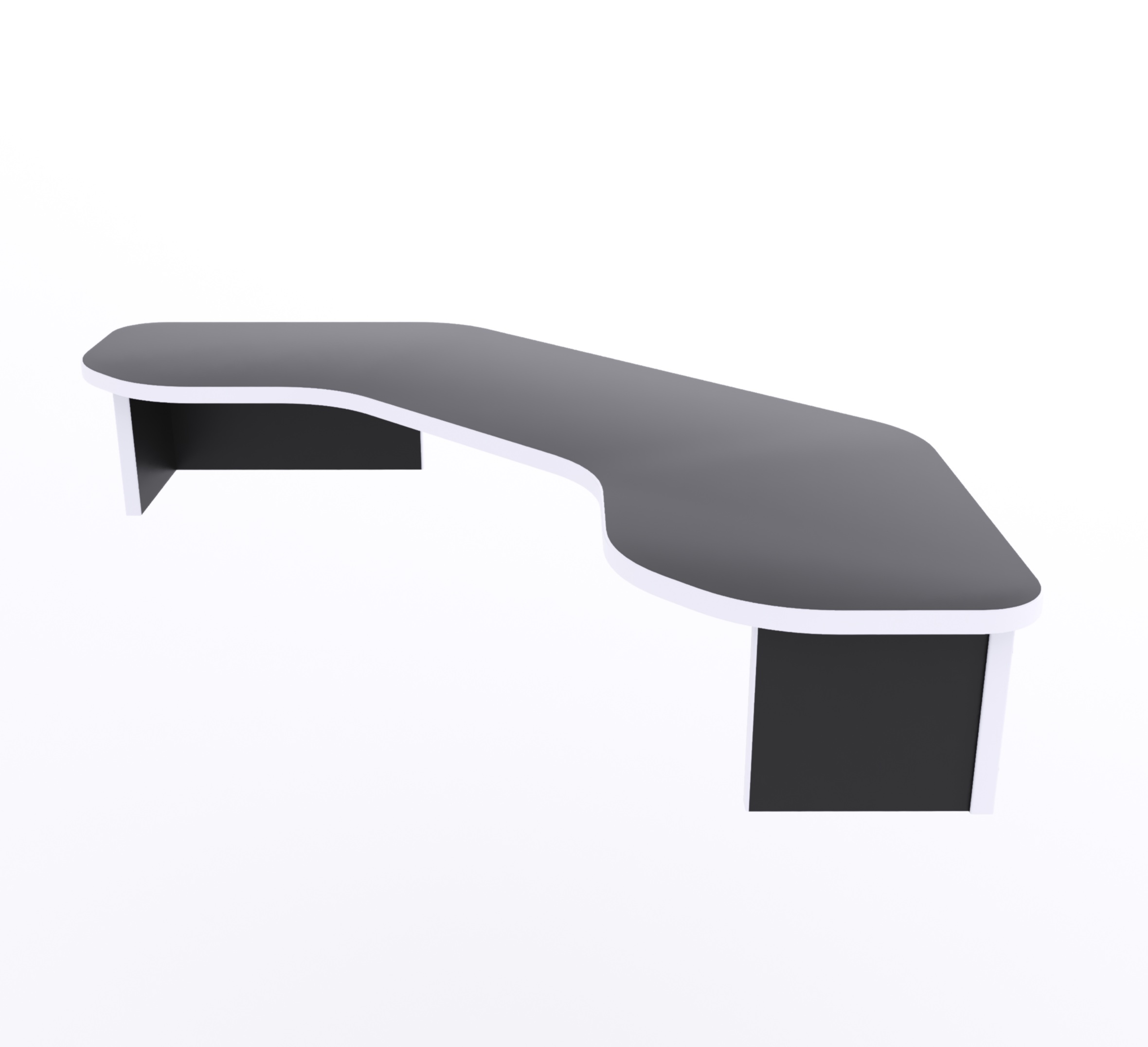 Полка для монитора для углового стола Stalkermebel, 140 см, черная с белой кромкой