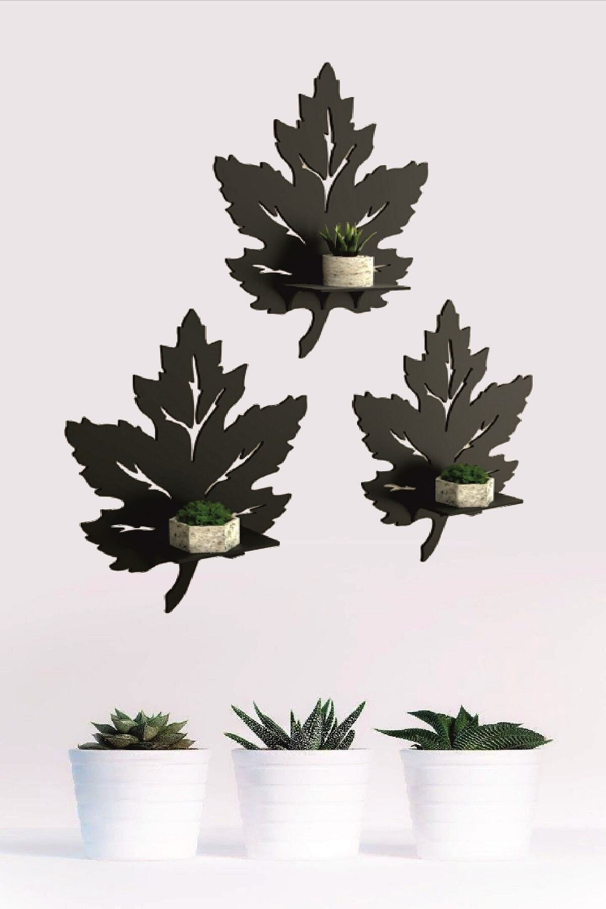 Маленькая декоративная настенная полочка для мелочей "Кленовые листья", набор 3 шт, панно