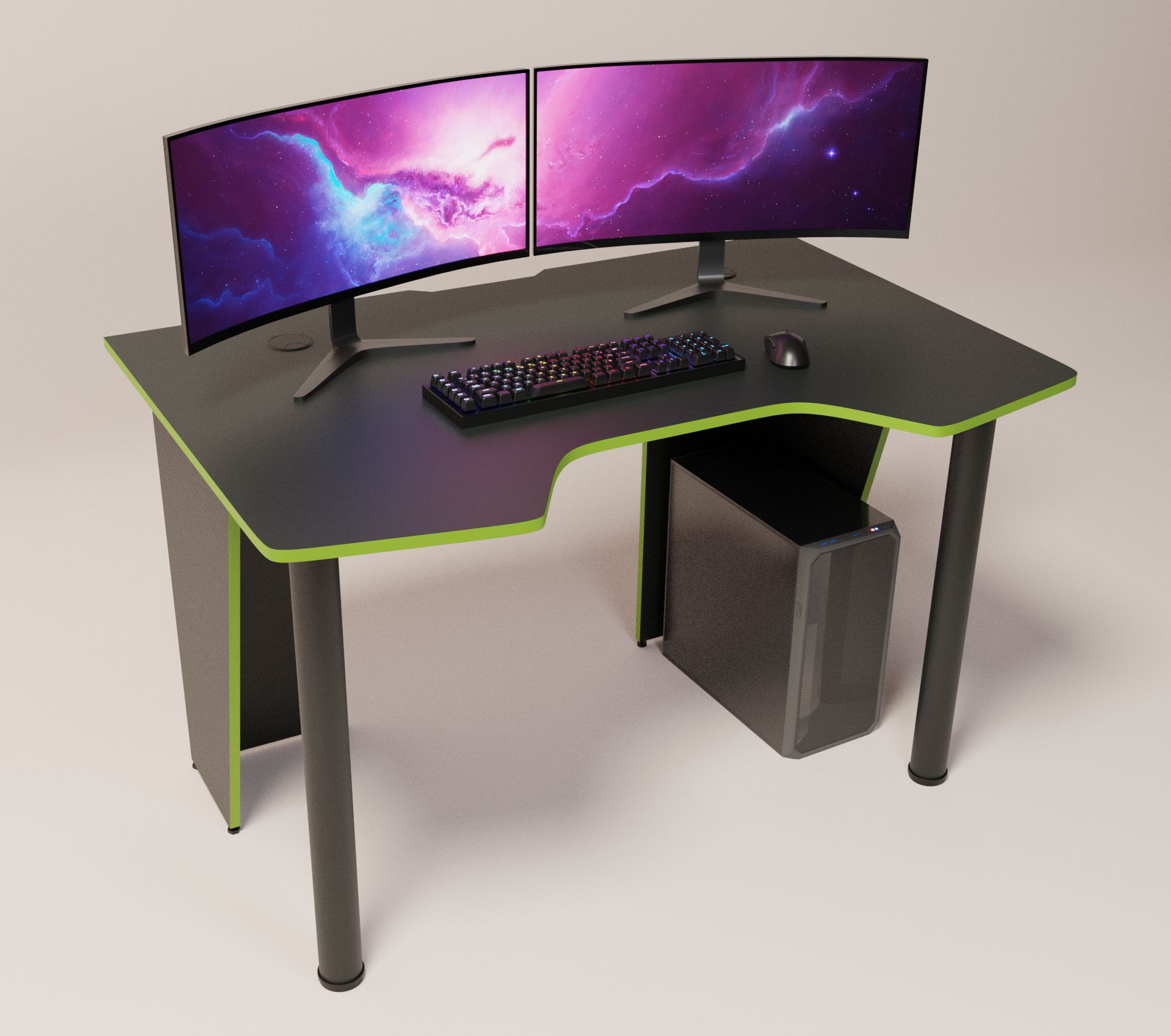 Игровой компьютерный стол FPS 120х78х73 Черно-зеленый