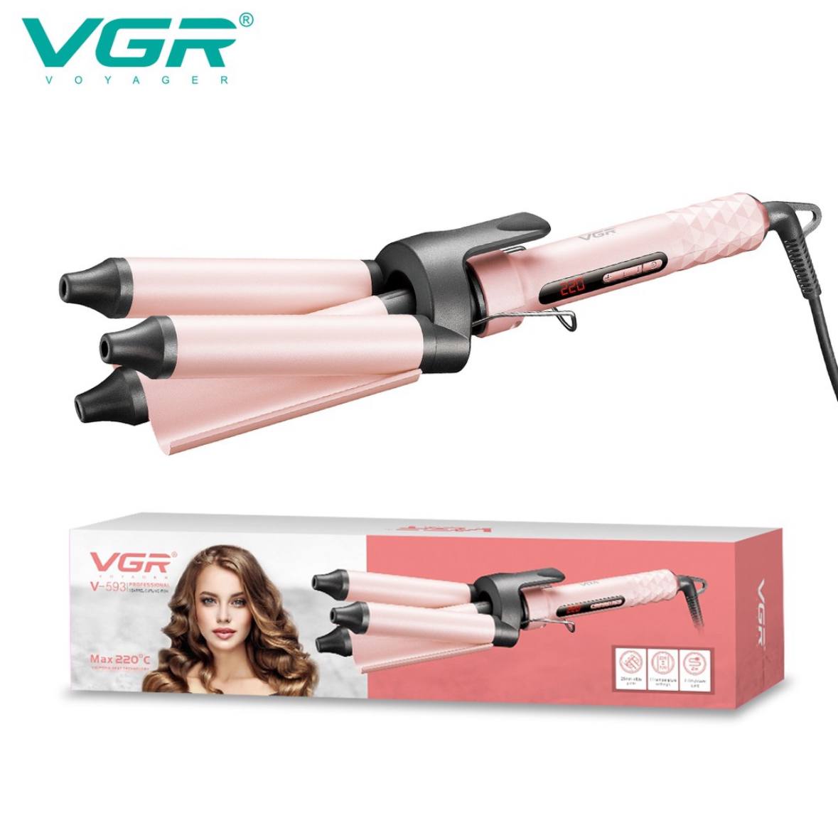 Электрощипцы VGR V-593 розовые