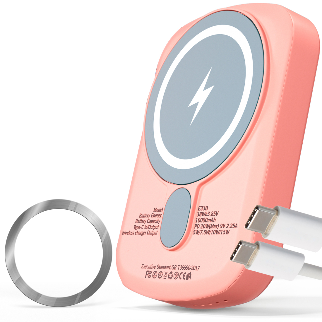 Внешний аккумулятор Luckroute 5000 мА/ч, розовый (magneticchargerpink)