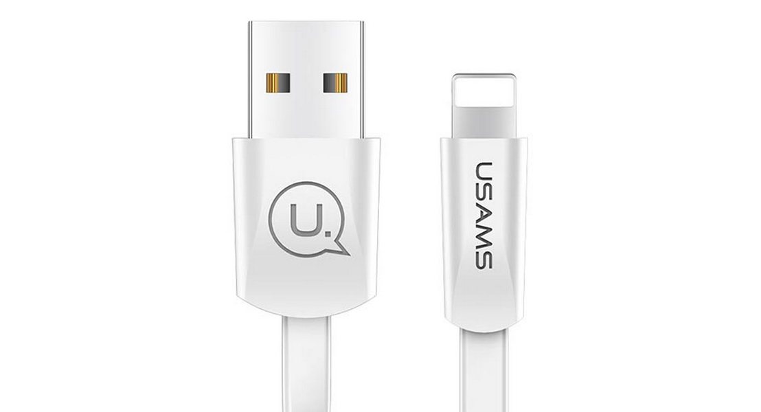 Кабель Usams U2 USB-A/Lightning, плоский, White (УТ000019980)