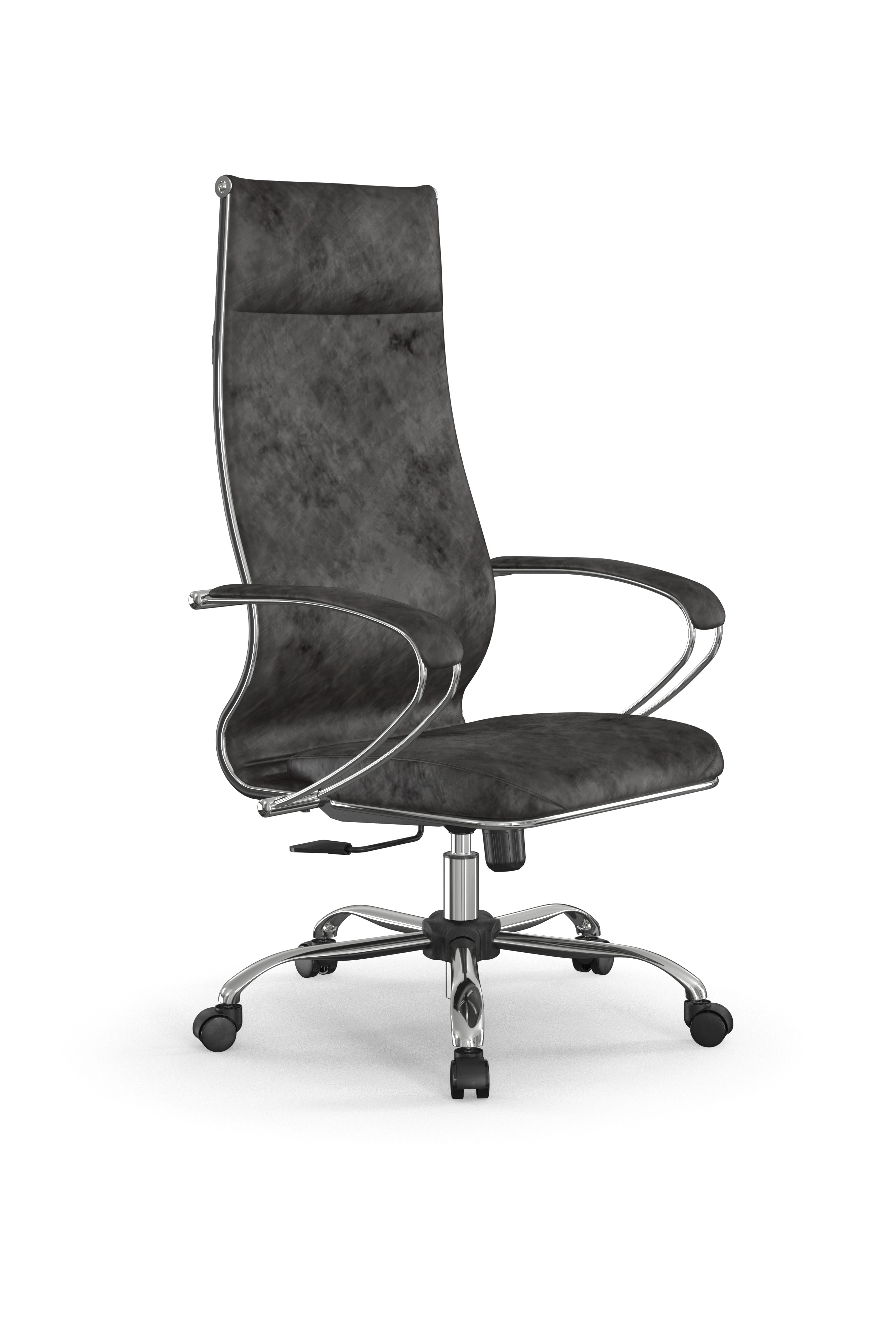 Офисное кресло Метта L 1m 42/K118, велюр, темно-серый, хром