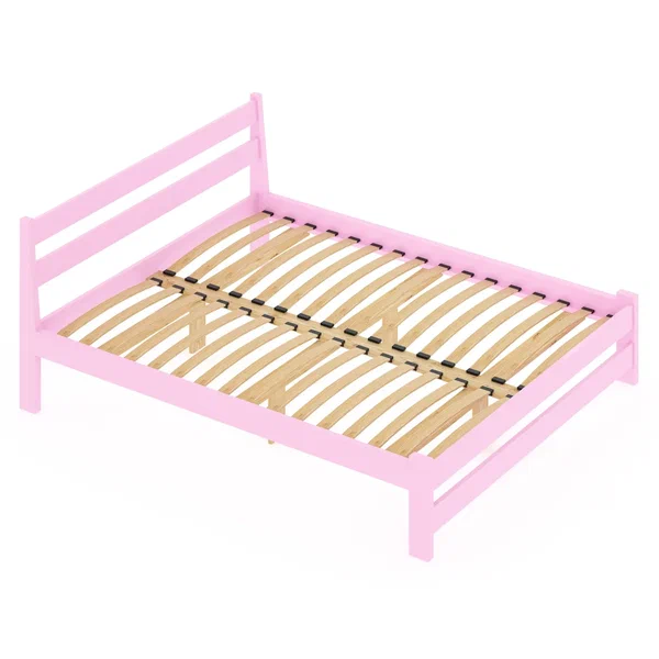 Кровать двуспальная Solarius Мишка усиленная ортопедическое основание 190х140 цвет розовый