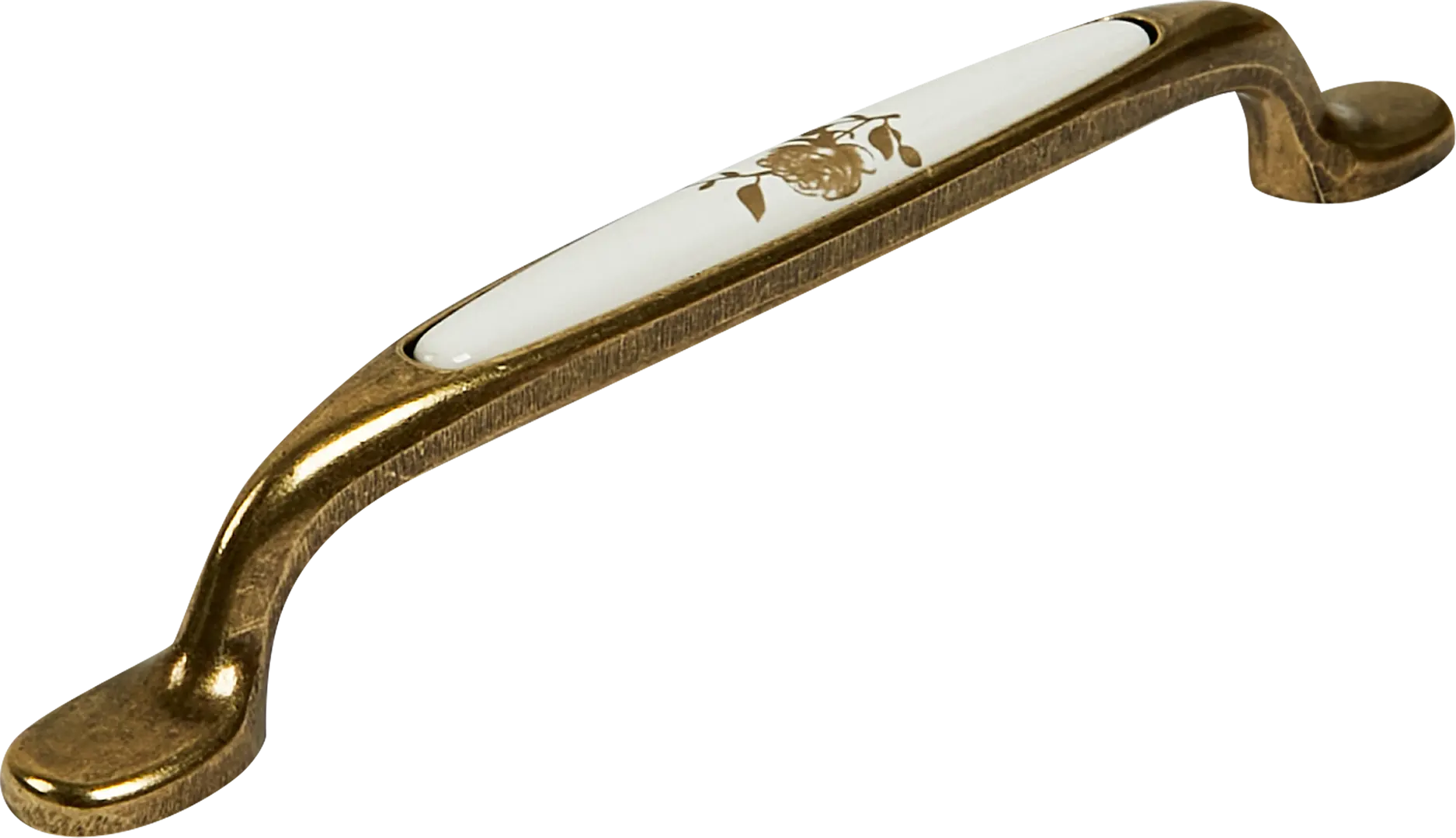 Ручка-скоба мебельная 7402 128 мм, цвет античная бронза