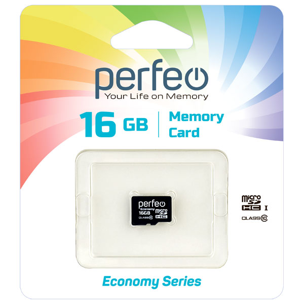 Карта памяти Perfeo microSD 16GB High-Capacity Class 10 без адаптера economy series