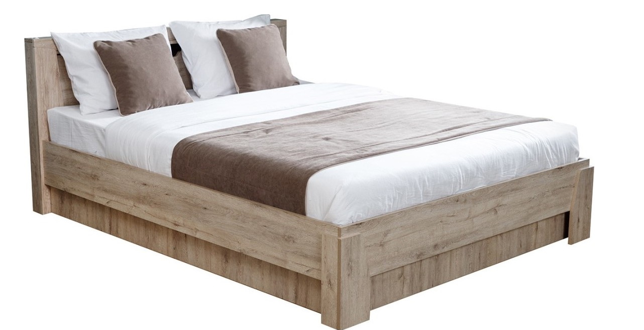 Кровать ВоБаза Соренто дуб бонифаций/кофе структурный матовый 140х200 см