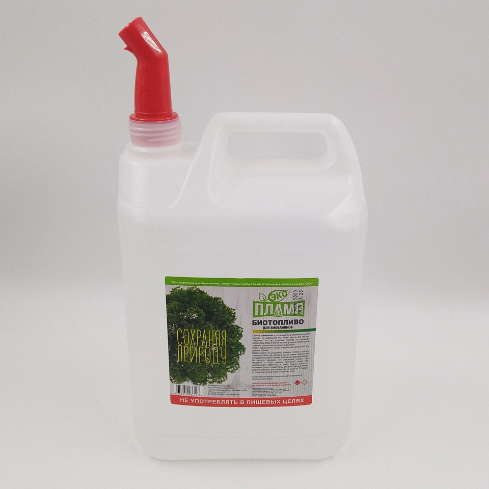 Биотопливо для биокамина ЭКО Пламя EkoPlamya5Lnosik 5 литров (канистра с носиком)