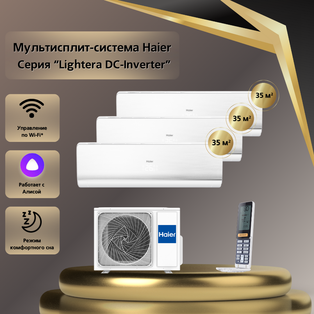 Мульти сплит-система Haier 3 х AS12NS6ERA-W / 3U70S2SR5FA + Wi-Fi модуль ESP32