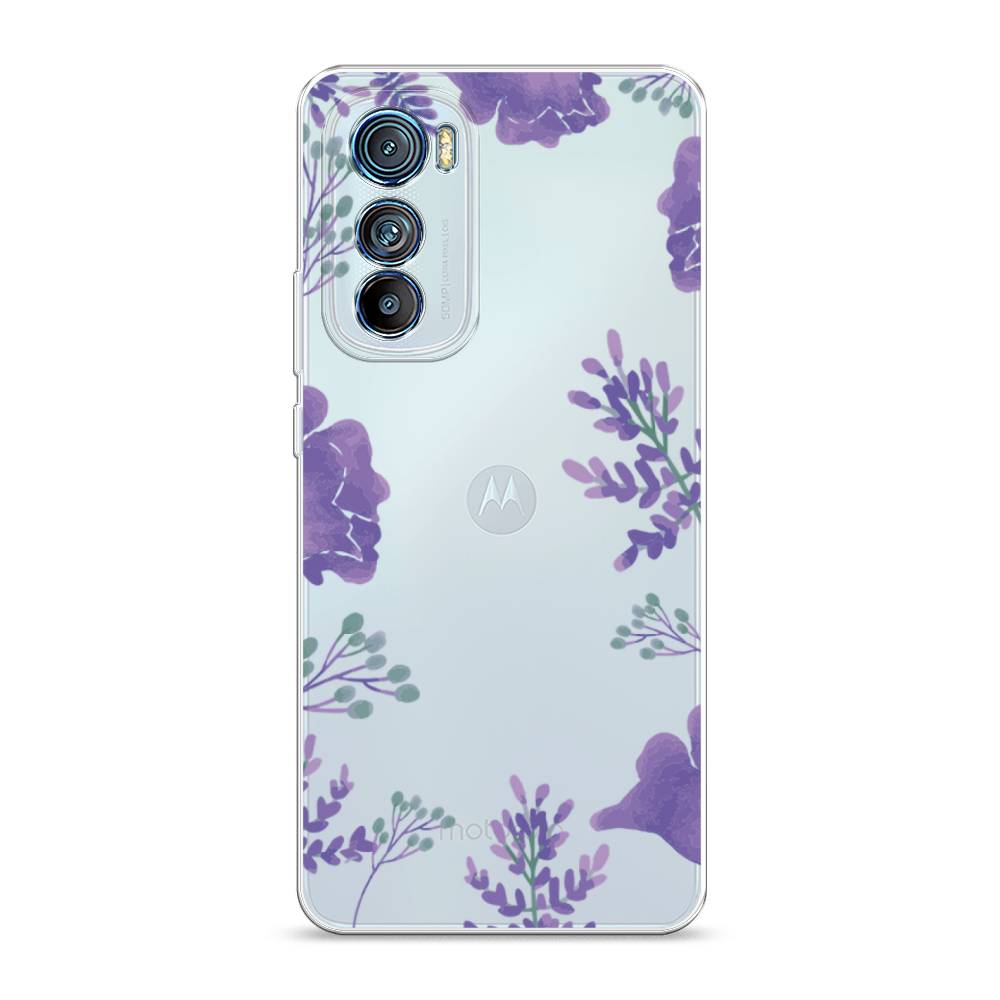 Чехол силиконовый Awog "Сиреневая цветочная рамка" для Motorola Edge 30