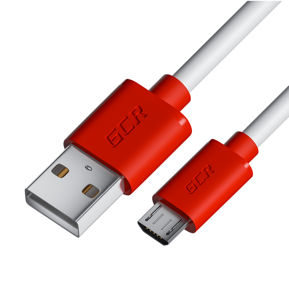 Кабель GCR USB - MicroUSB 50cm White-Red GCR-53214