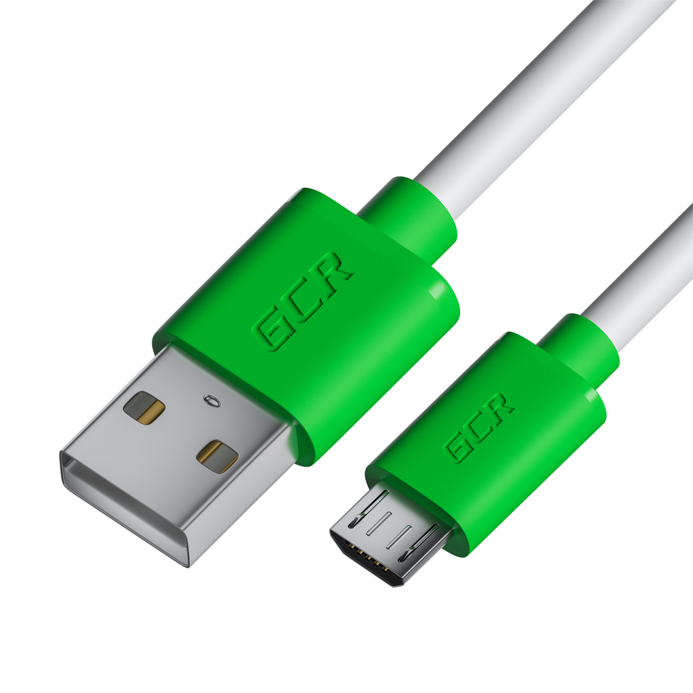 Кабель GCR USB - MicroUSB 50cm White-Green GCR-53225