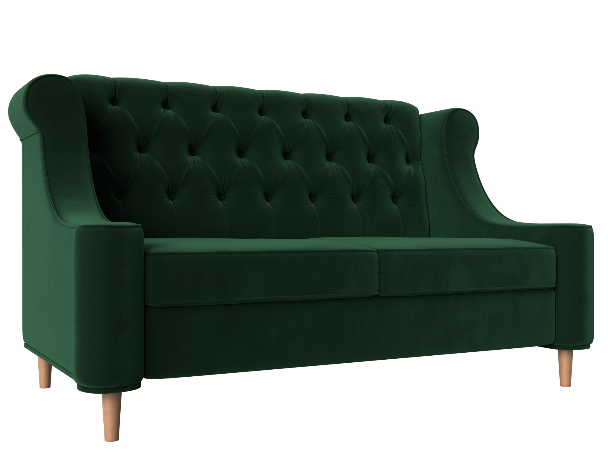 Прямой диван Бронкс велюр зеленый