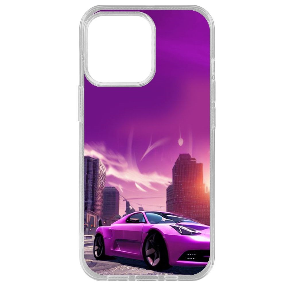 Чехол-накладка Krutoff Clear Case Розовое авто для iPhone 14 Pro Max