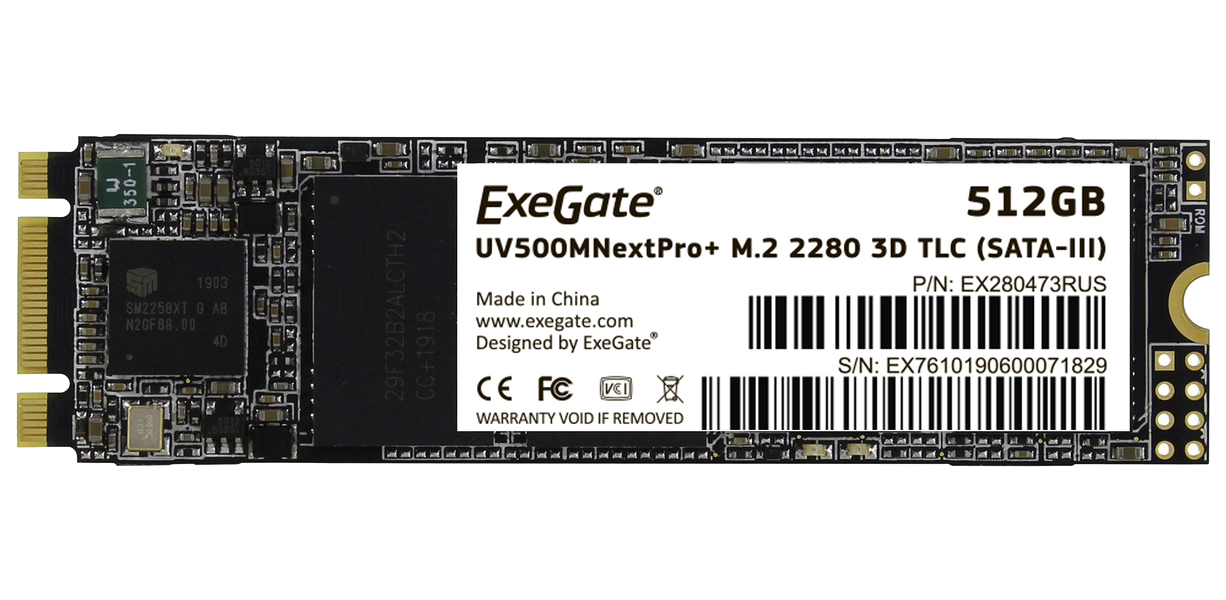 SSD накопитель ExeGate NextPro M.2 2280 512 ГБ (EX280473RUS)