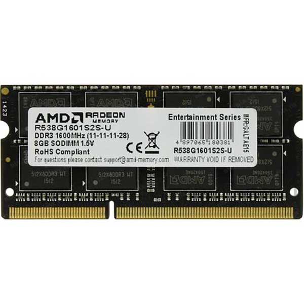 Оперативная память AMD 8Gb DDR-III 1600MHz SO-DIMM (R538G1601S2S-U)