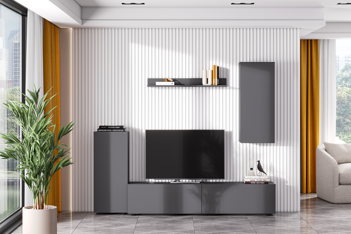 Стенка в гостиную SV-мебель МГС 10, Графит серый