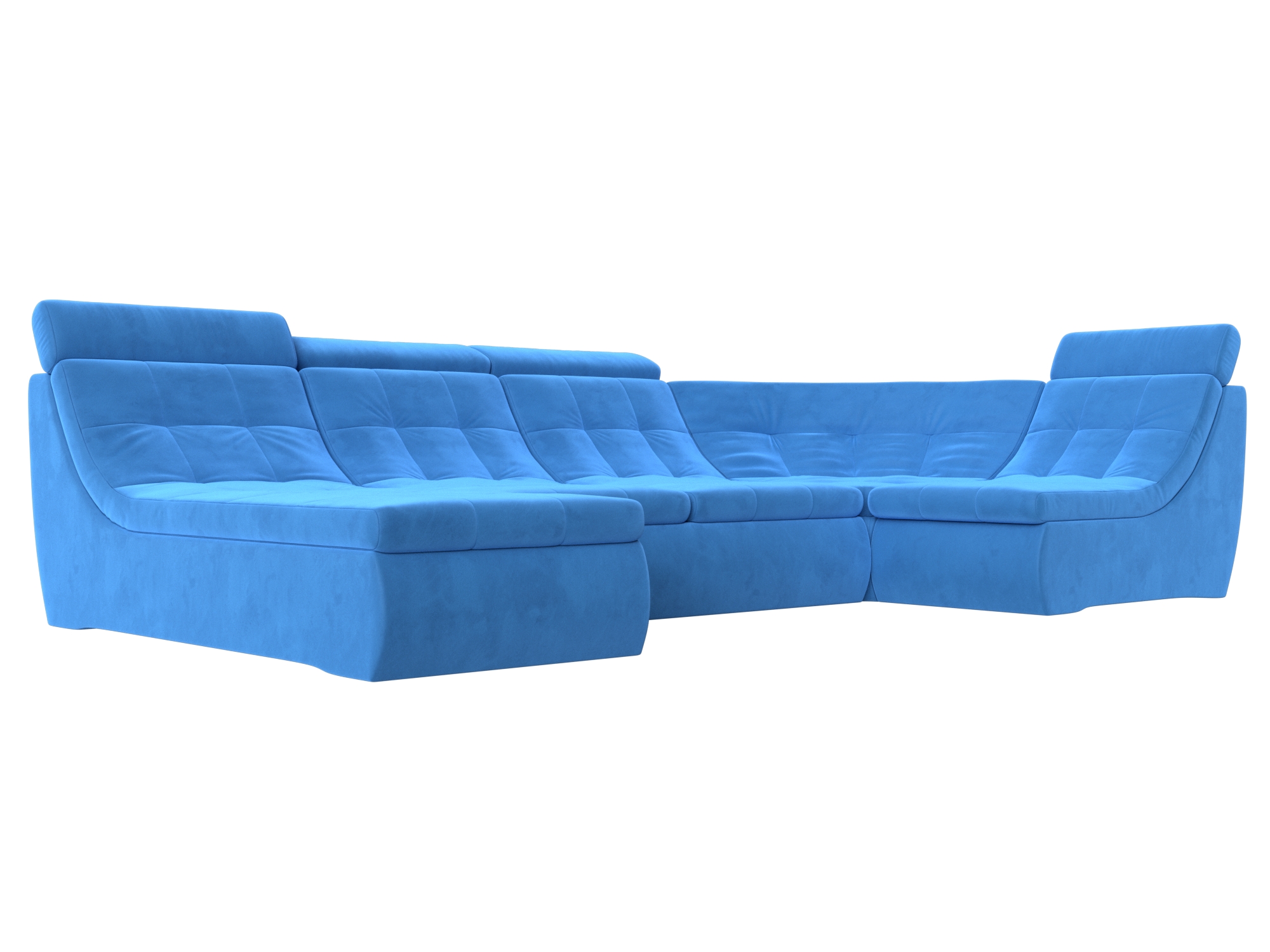 П-образный модульный диван Холидей Люкс велюр голубой
