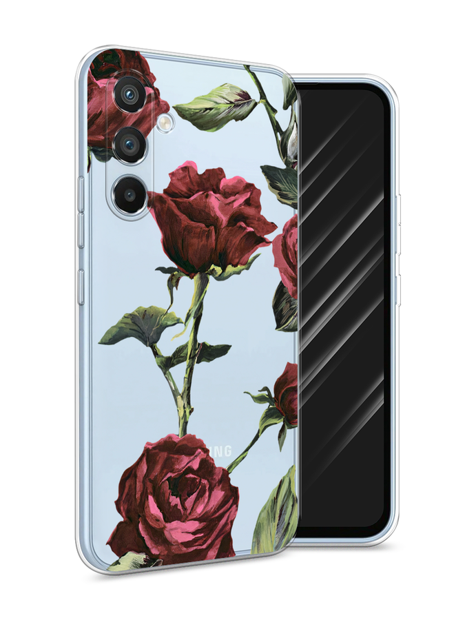 Чехол Awog на Samsung Galaxy A54 "Бордовые розы фон"