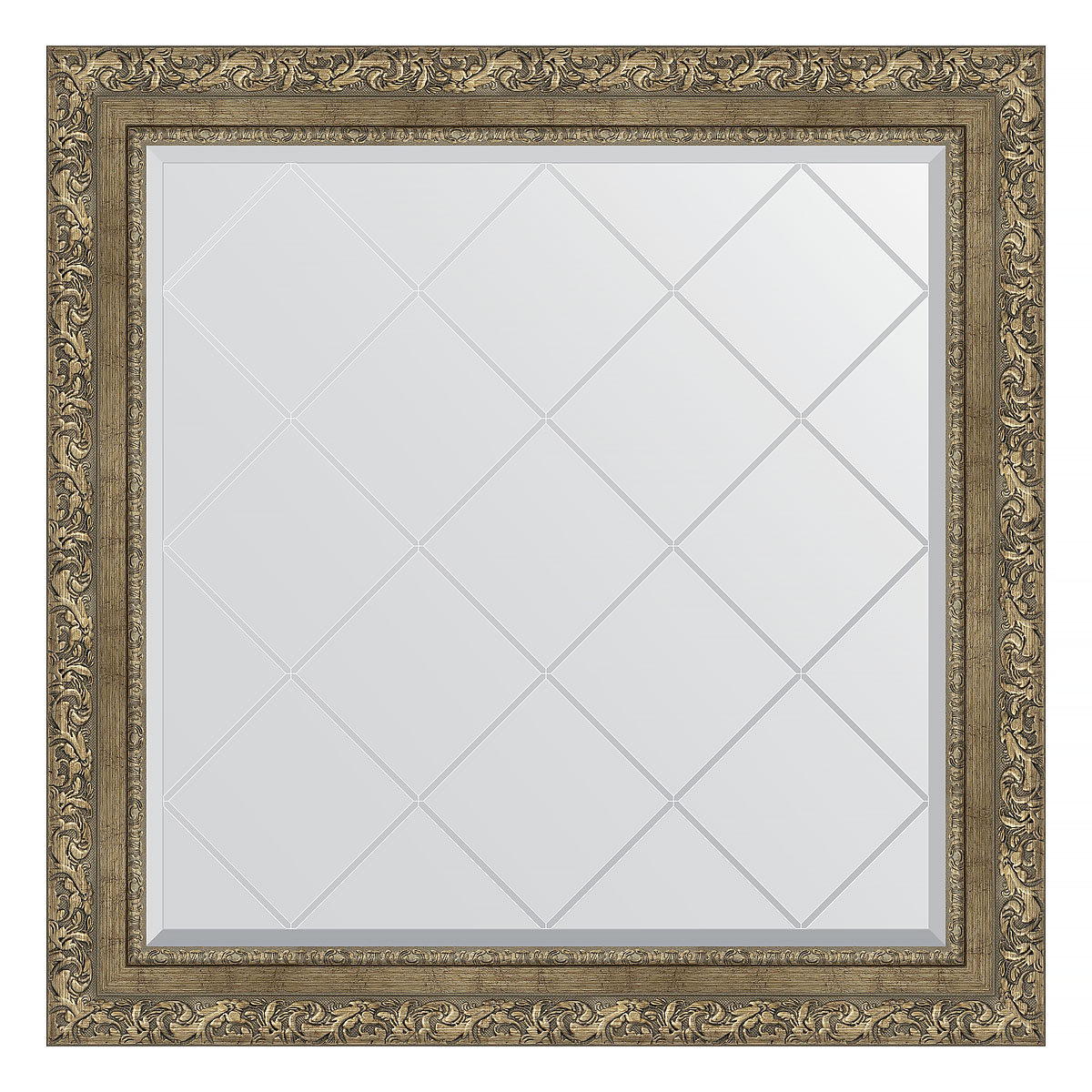 Зеркало с гравировкой в раме 85x85см Evoform BY 4317 виньетка античная латунь