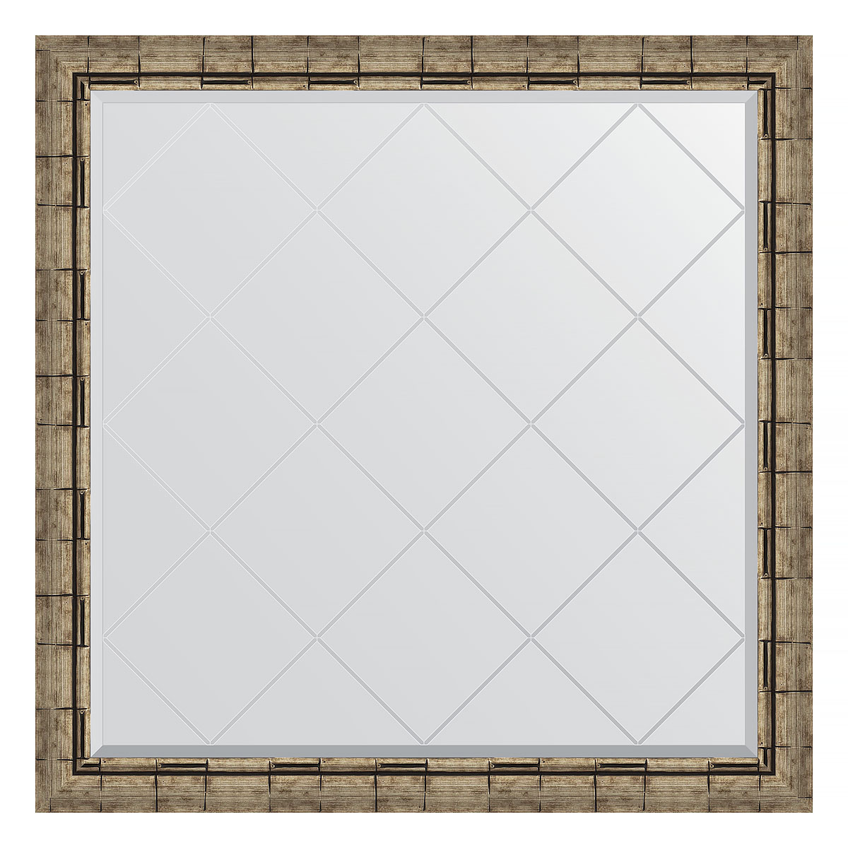Зеркало с гравировкой в раме 103x103см Evoform BY 4437 серебряный бамбук