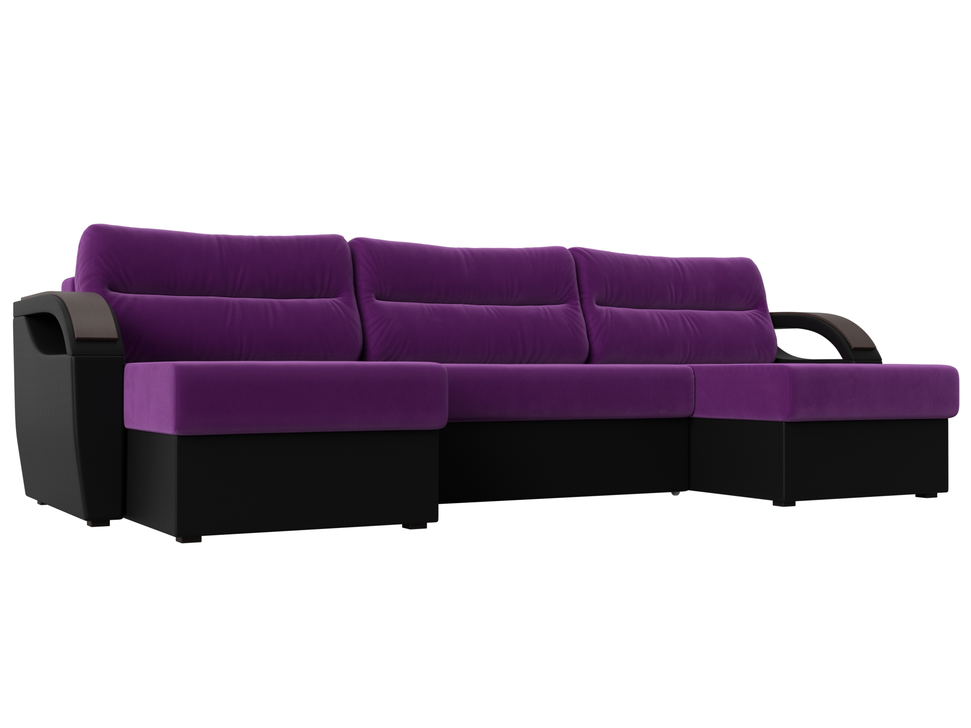 П-образный диван Форсайт микровельвет/экокожа фиолетовый/черный