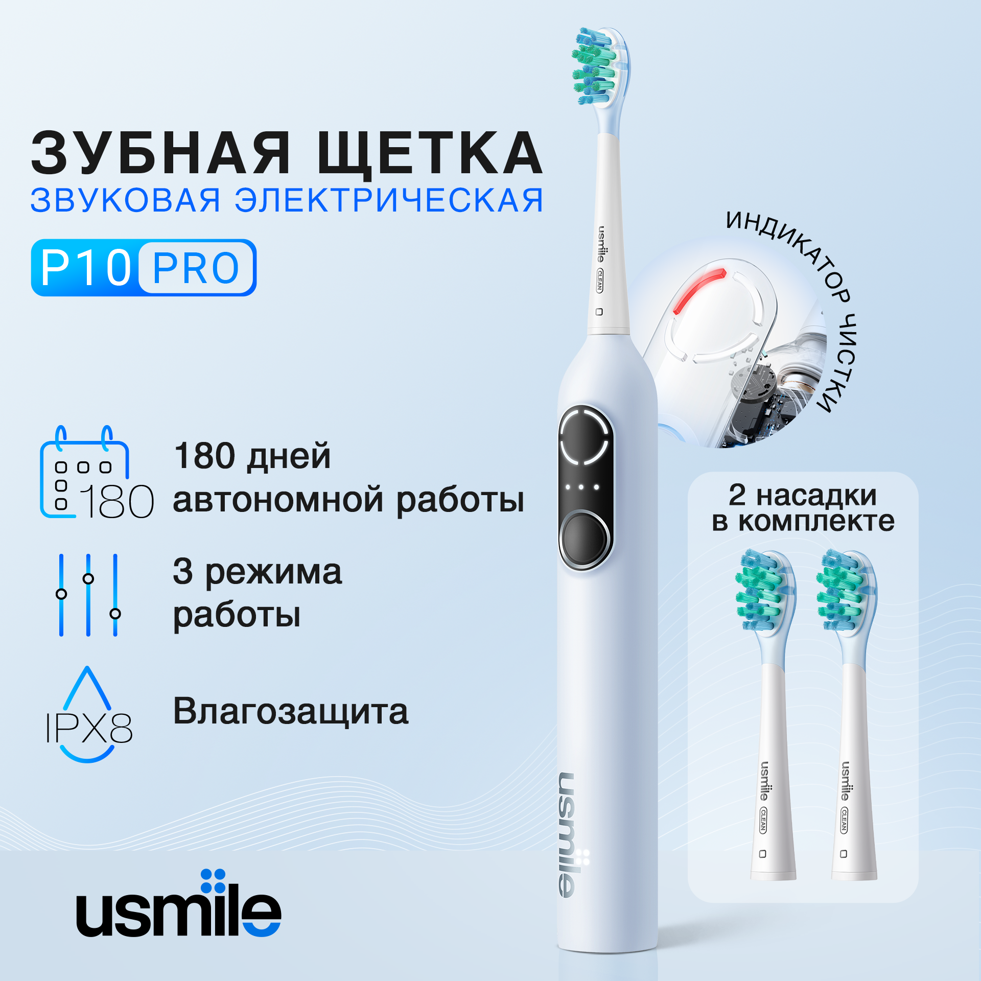 Электрическая зубная щетка Usmile P10 PRO синий