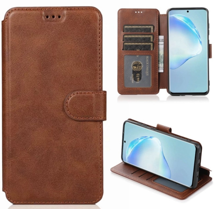 Чехол книжка подставка на Samsung Galaxy A51 A515 кожаный флип на магнитах коричневый