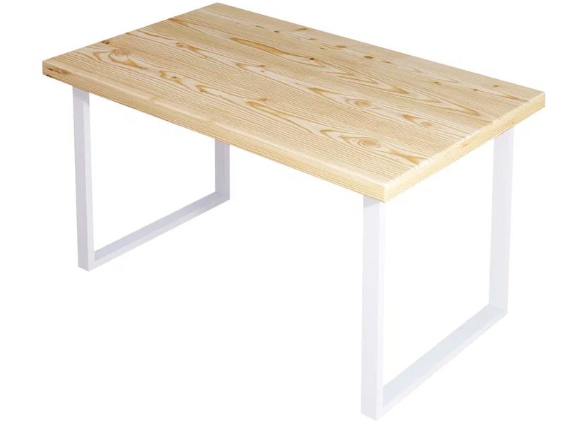 журнальный стол Solarius Loft металл-дерево 110х60х50, без покрытия с белыми ножками