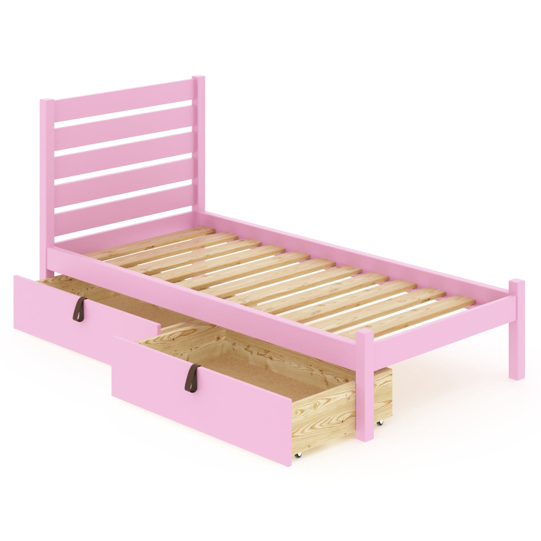 Кровать Solarius Классика реечное основание высокая спинка 80х200, 2 ящика, цвет розовый