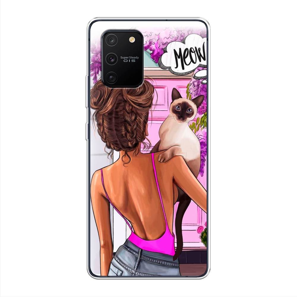 Чехол Awog на Samsung Galaxy S10 Lite / Самсунг S10 Lite "Девушка с кошкой"