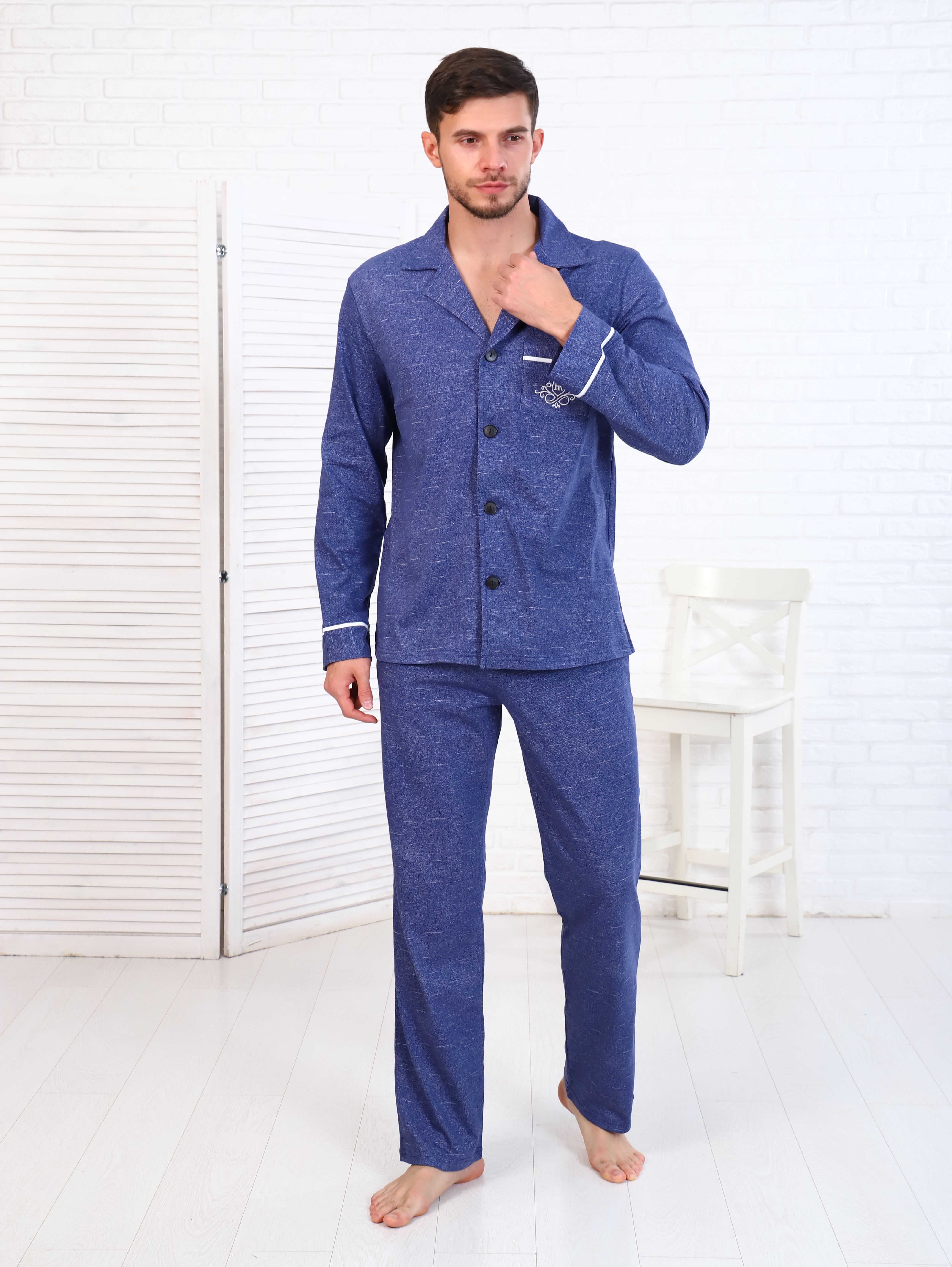 Пижама мужская Новое кимоно 9-194 синяя 50 RU