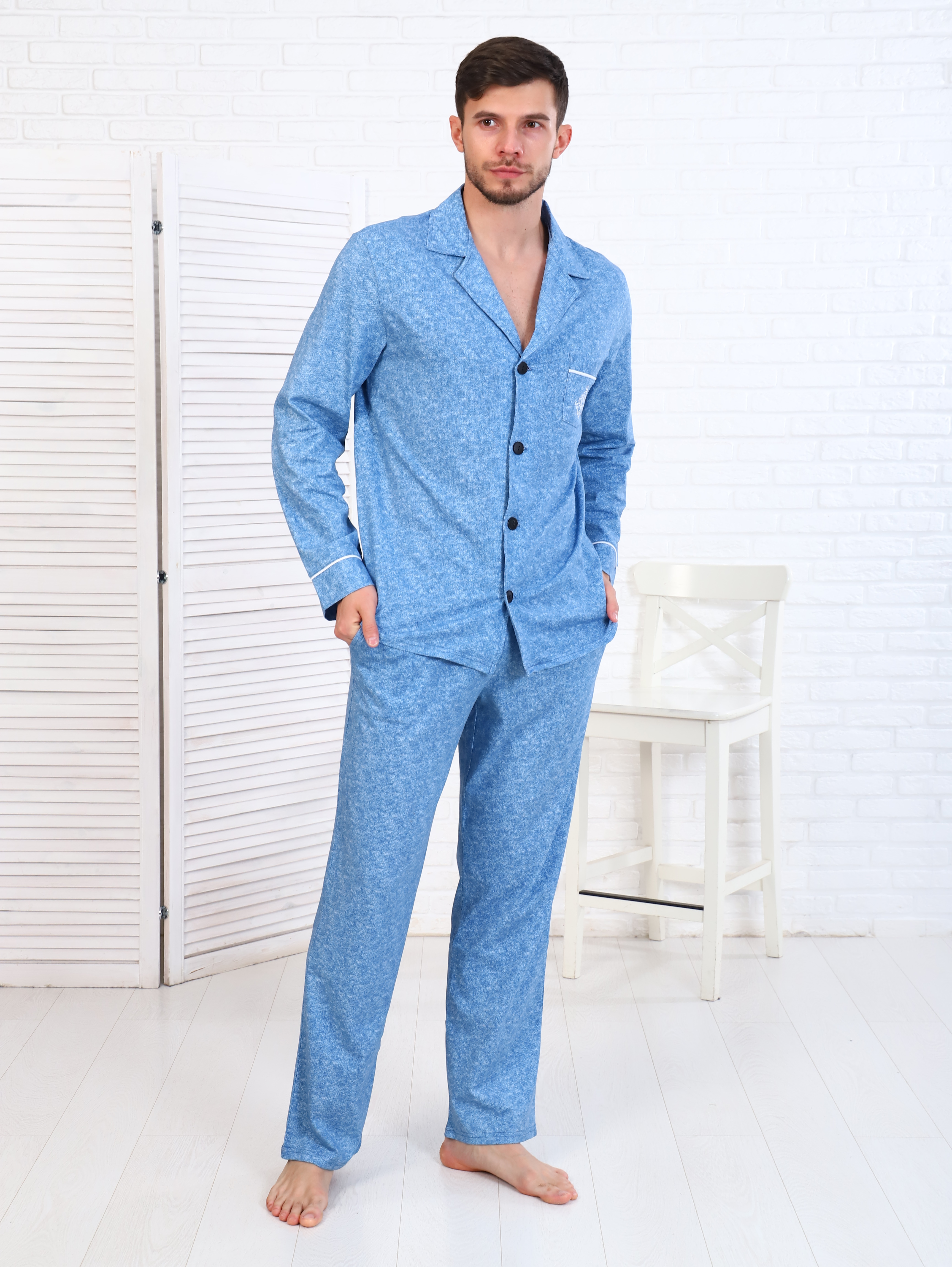 Пижама мужская Новое кимоно 9-194 голубая 54 RU
