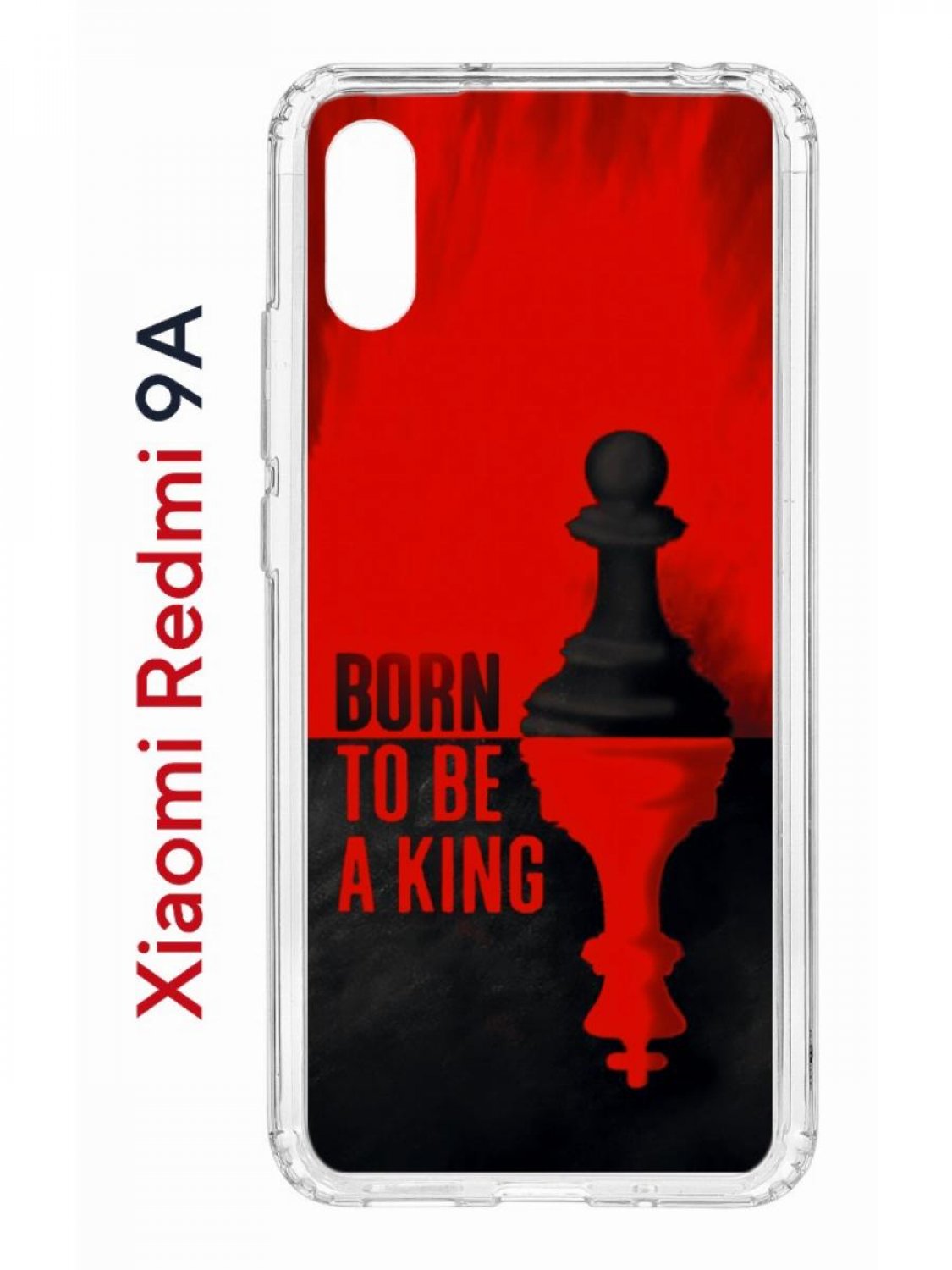 Чехол на Redmi 9A Kruche Print Born to be a King,противоударный бампер,с защитой камеры