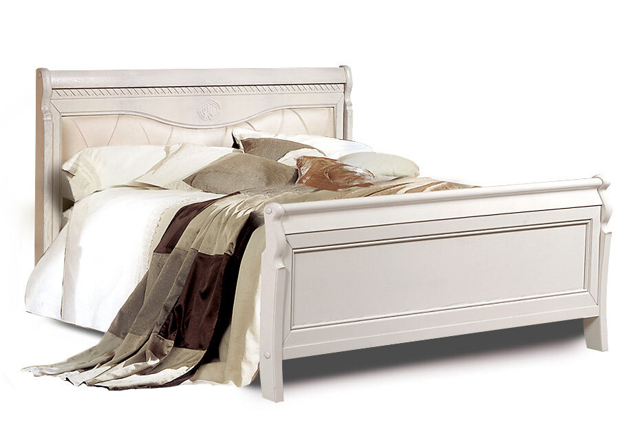 Кровать Белфан Лика, высокое изножье, белая эмаль