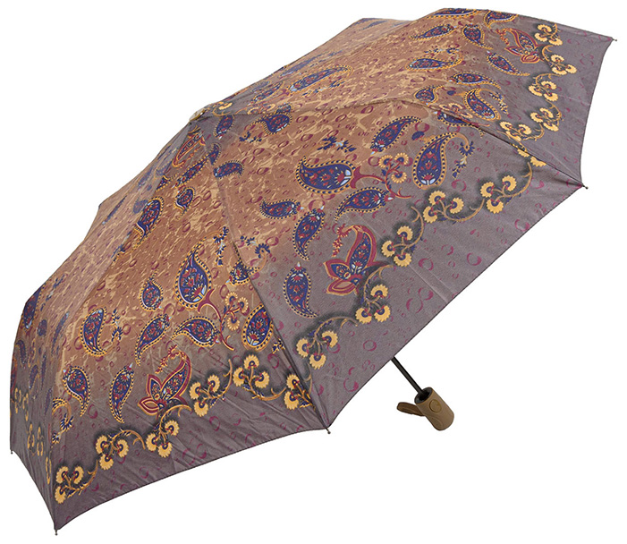 Зонт складной женский полуавтоматический Rain Lucky 723 С-LAP коричневый